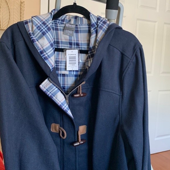 torrid | Jackets & Coats | Torrid Navy Blue Hooded Toggle Coat Fully ...